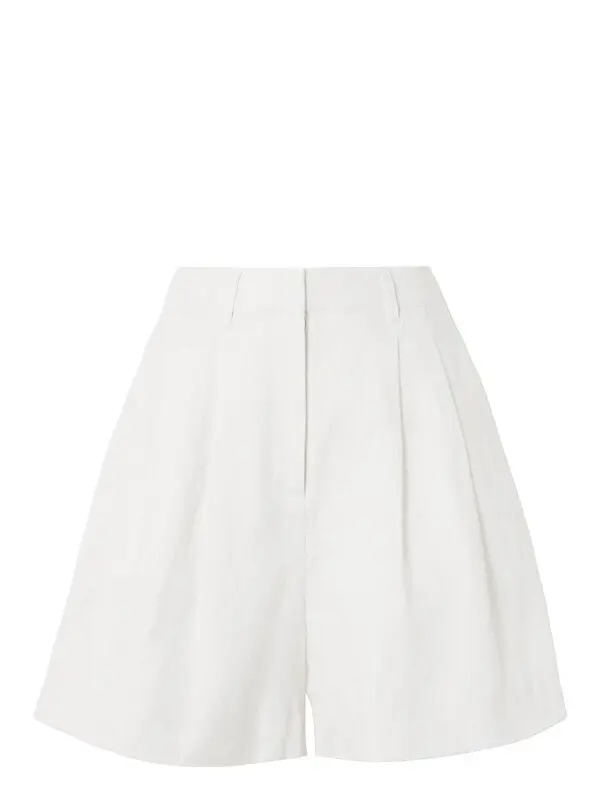 Posse Marchello Pleated Linen Bermuda Shorts - Ivory