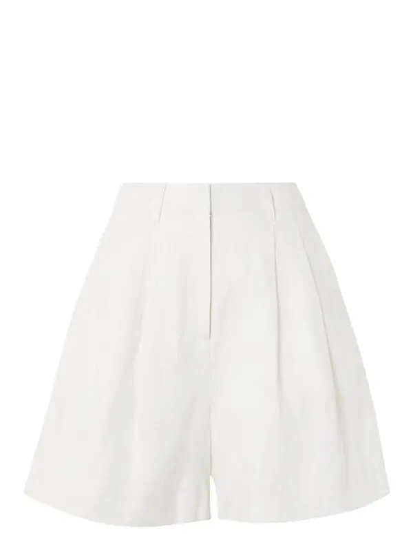 Posse Marchello Pleated Linen Bermuda Shorts - Neutrals