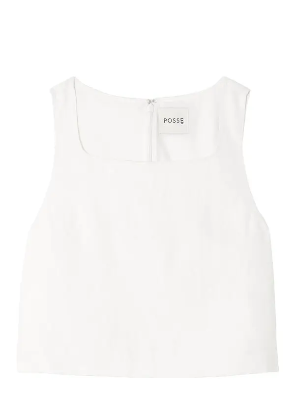 Posse Val Cropped Linen Top - Ivory