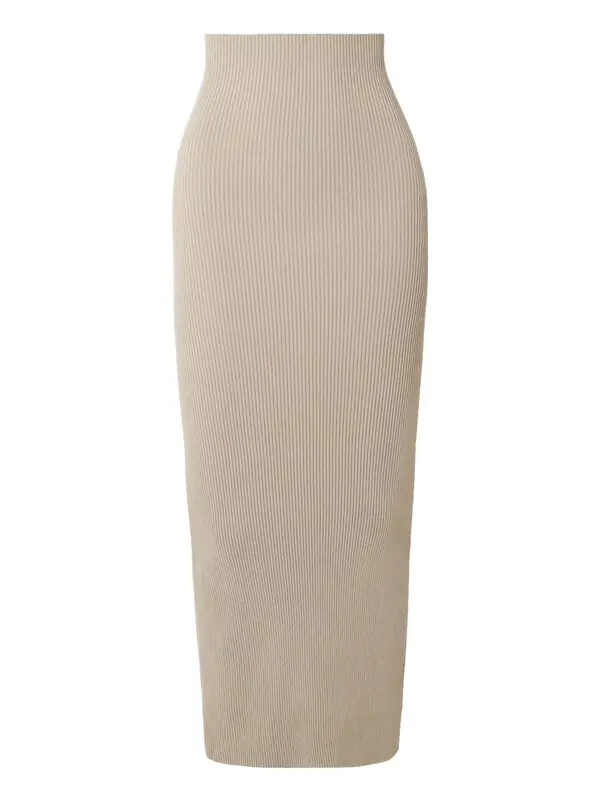 Max Mara Aprile Ribbed-knit Maxi Skirt - Neutrals