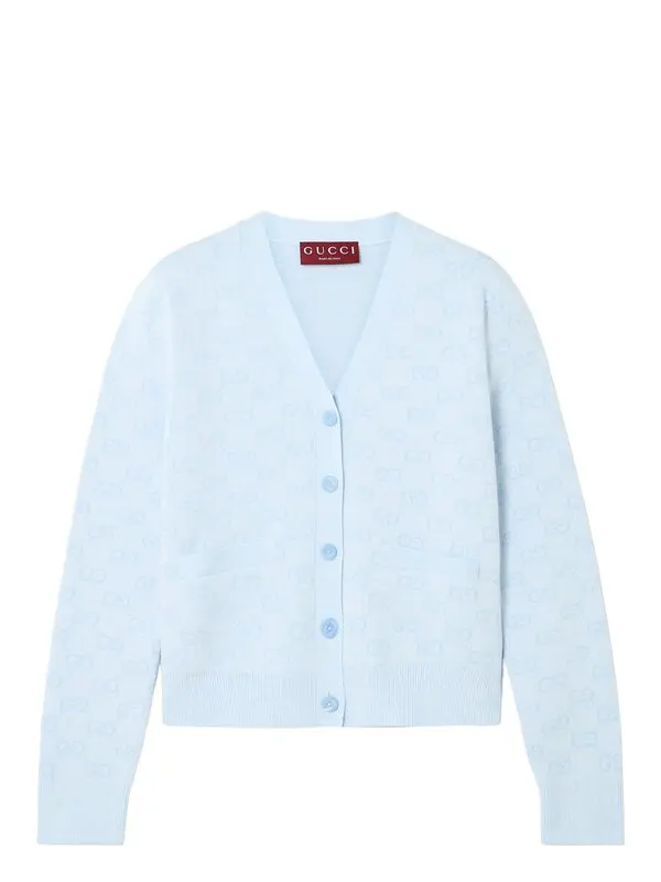 Gucci Cotton-jacquard Cardigan - Blue