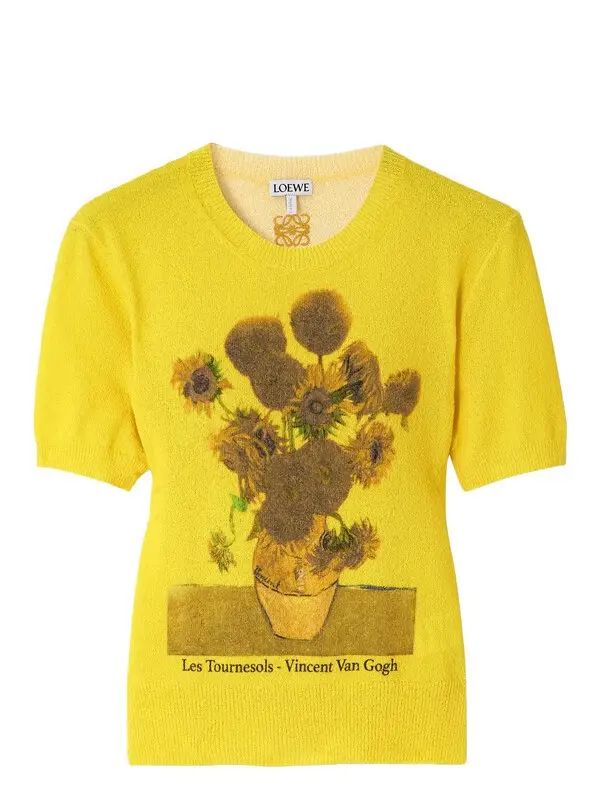 Loewe Printed Cotton-blend Terry T-shirt - Yellow