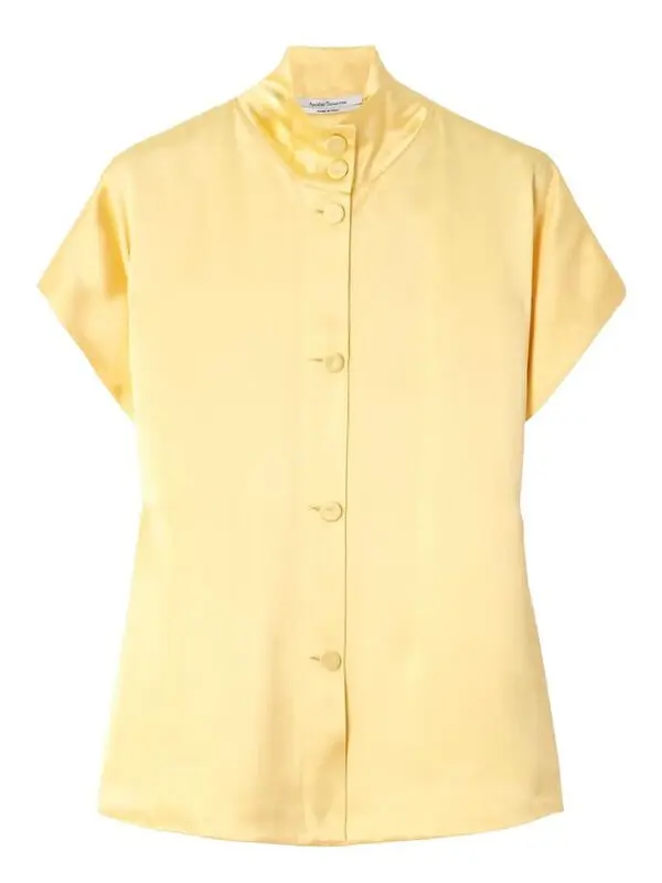 Another Tomorrow Satin Shirt - Yellow