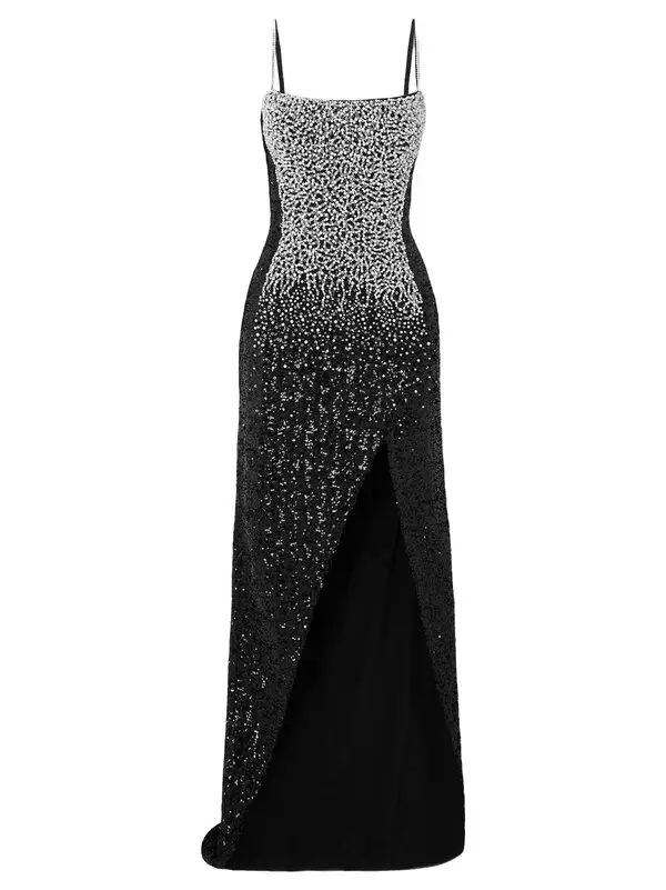 Balmain Embellished Crepe Gown - Black