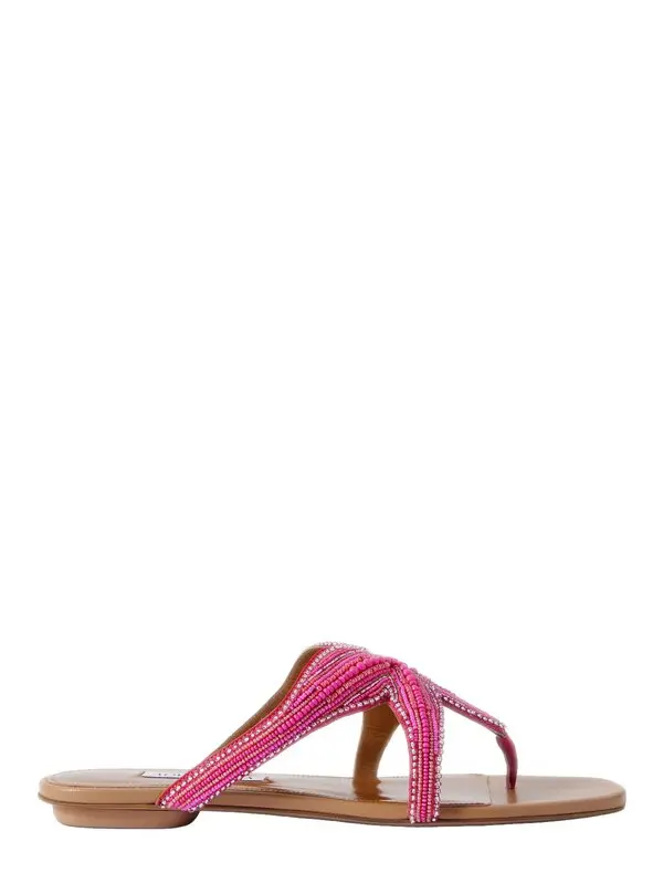 AQUAZZURA Reef Star Bead-embellished Sandals - Pink