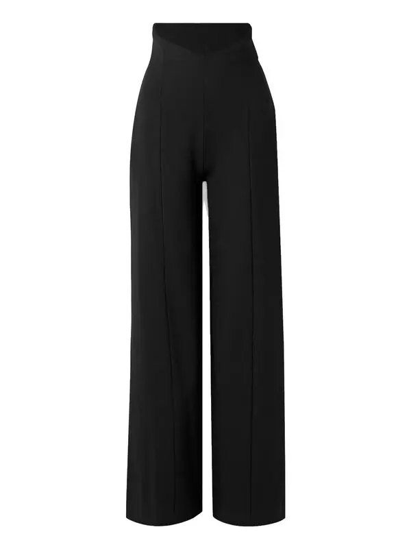 Carolina Herrera Wool-blend Crepe Wide-leg Pants - Black