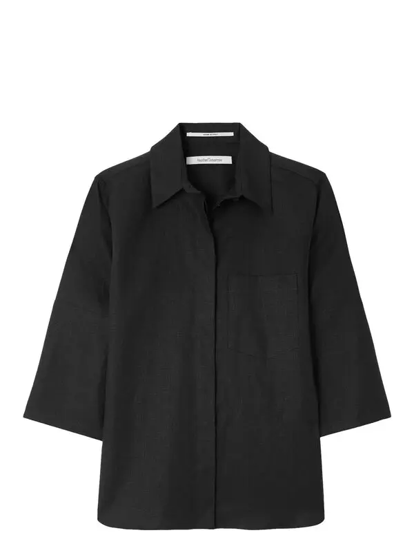 Another Tomorrow Linen Shirt - Black