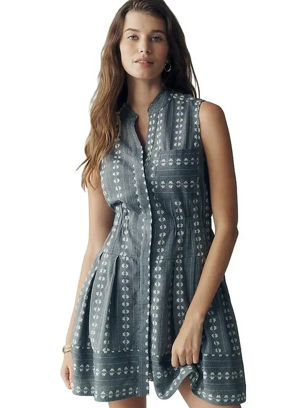Maeve Sleeveless Striped Fit & Flare Shirtdress - Navy