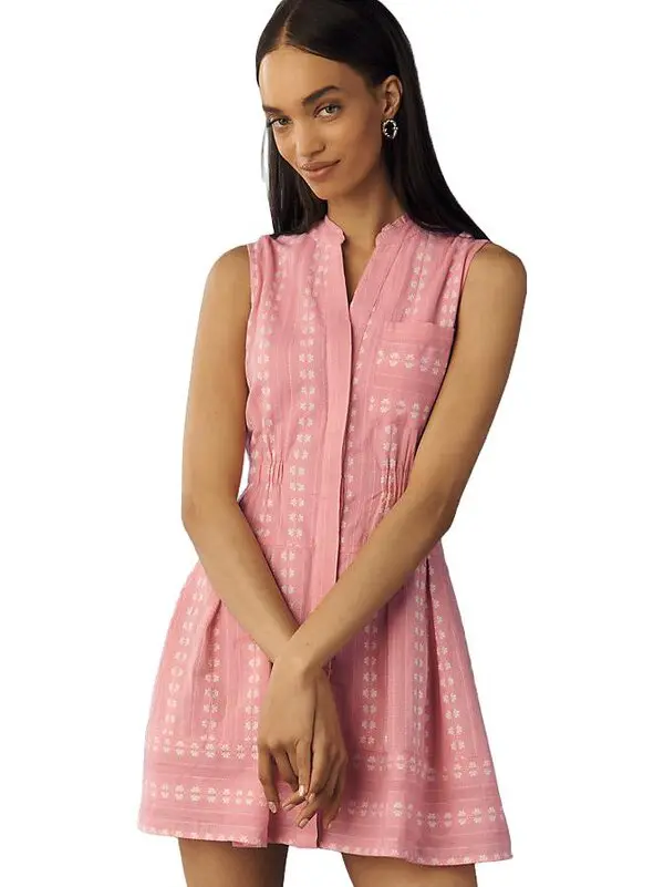 Maeve Sleeveless Striped Shirtdress - Pink