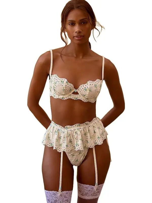 For Love & Lemons Budding Blossom Garter Belt - White