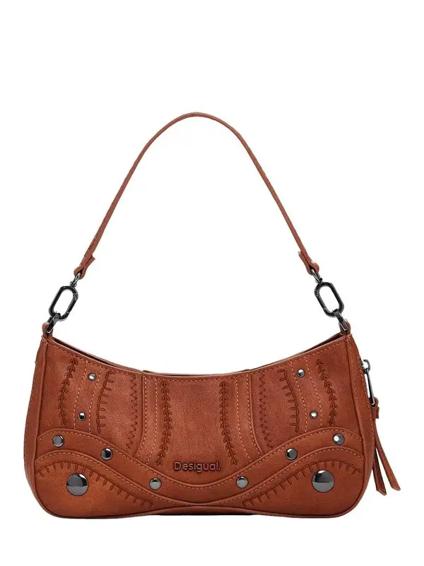 Desigual Embroidered Faux Leather Crossbody Bag - Camel