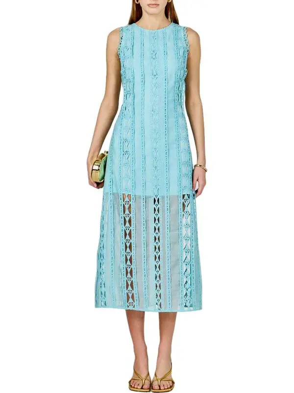 Endless Rose Lace Overlay Midi Dress - Sky Blue