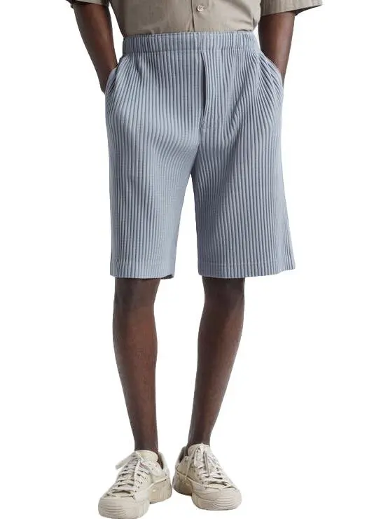 Issey Miyake Pleated Shorts - Gray Blue