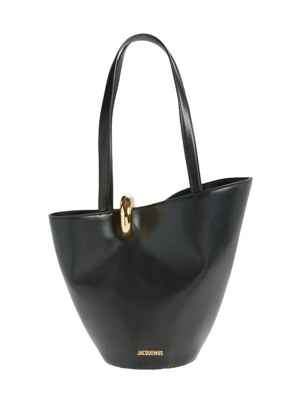 Jacquemus The Medium Bambola Asymmetric Leather Bucket Bag - Black 990