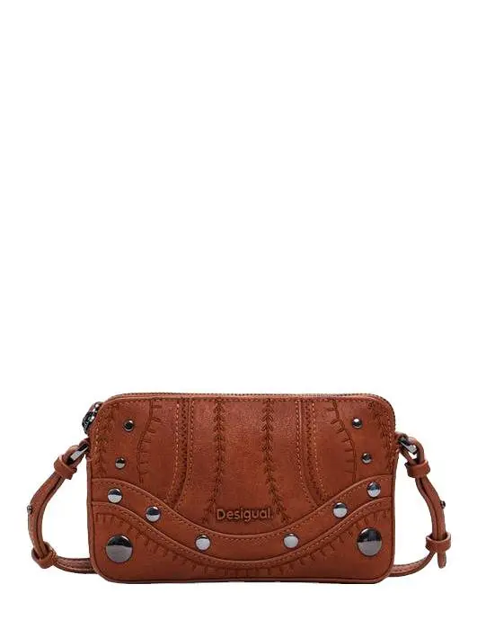 Desigual Medium Embroidered Faux Leather Wallet - Camel