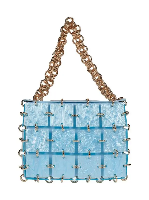 Jeffrey Campbell Les-filles Shoulder Bag - Light Blue Satin Combo