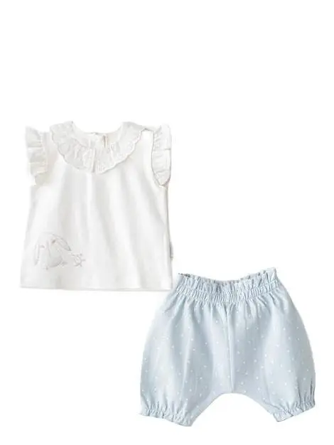 ANDY WAWA Cuddly Bunny Bear Shorts Set - Light Blue