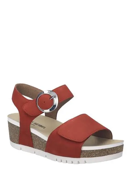 Josef Seibel Quinn 16 Wedge Sandal - Red Nubuck