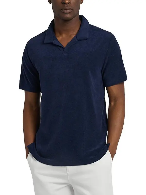 Onia Terry Open Collar Polo Shirt - Deep Navy