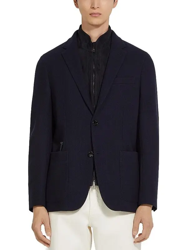 Zegna High Performance Jersey Suit Jacket - Navy Blue