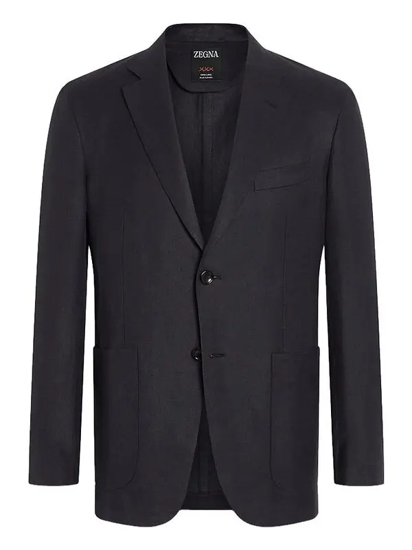 Zegna Oasi Lino Regular Fit Linen Blazer - Navy Blue