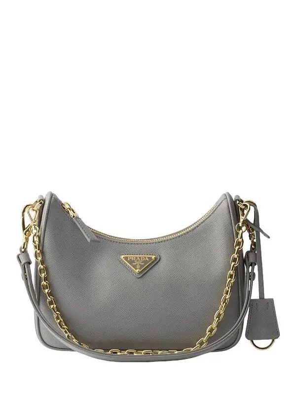 Prada Re-edition Mini Saffiano Leather Bag - Grey