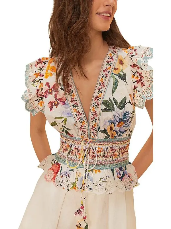 Farm Rio Floral Print Blouse - Greek Gard