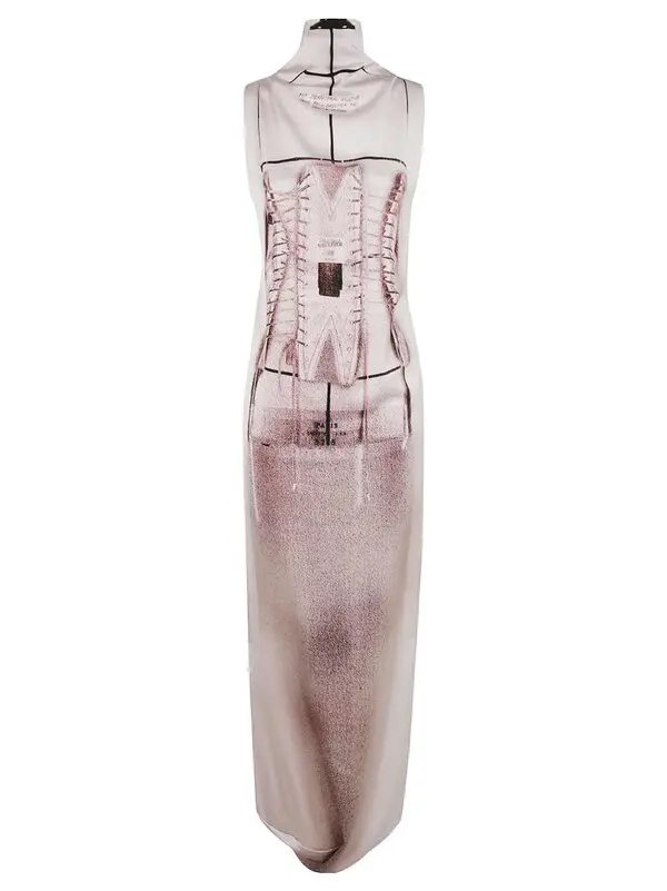 Jean Paul Gaultier Draped Maxi Dress With Trompe L'oeil Print - Black