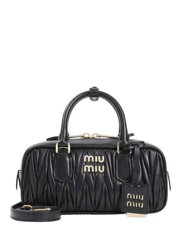 Miu Miu Matelassé Leather Handbag - Black