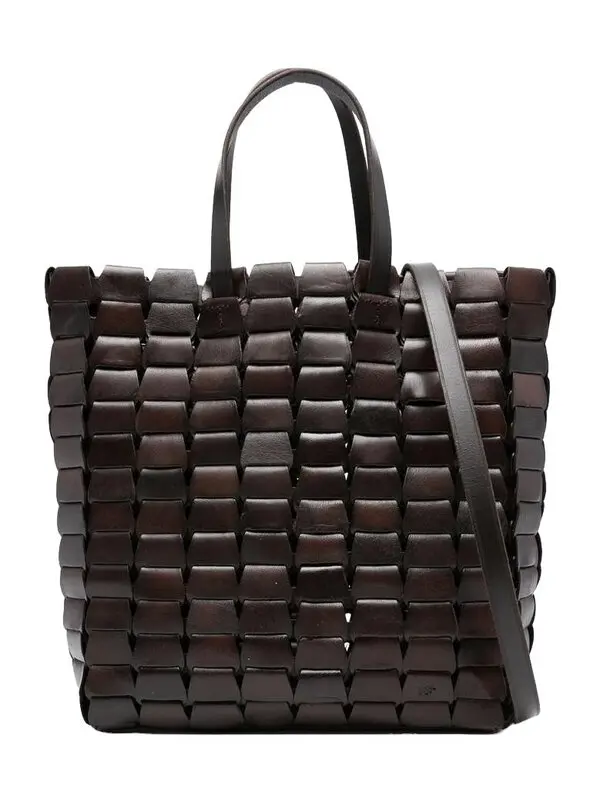 Dragon Diffusion Woven Leather Tote Bag - Black