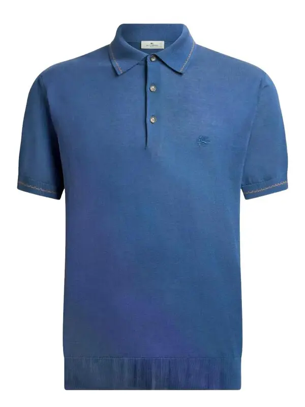 Etro Pegaso-motif Cotton Polo Shirt - Blue