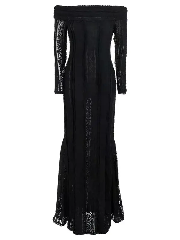 Charo Ruiz Ibiza Off-shoulder Lace Gown - Black