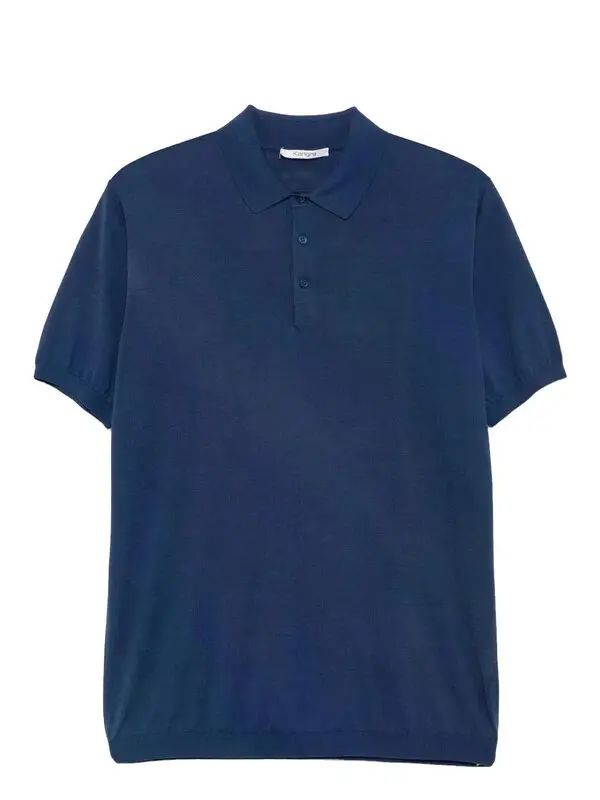 KANGRA Fine-knit Polo Shirt - Blue