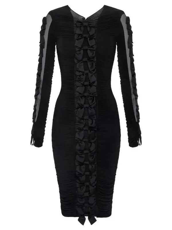 Elisabetta Franchi Bow-embellished Midi Dress - Black