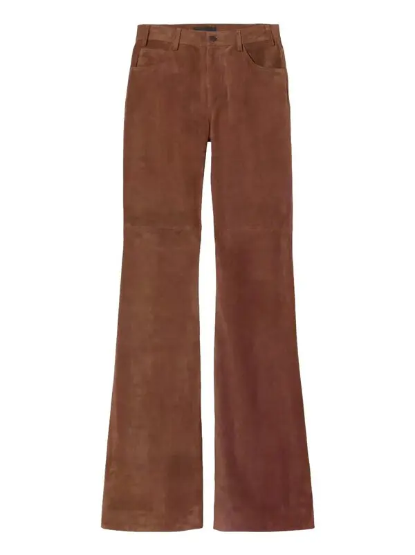 NILI LOTAN Roe Flared Suede Trousers - Brown