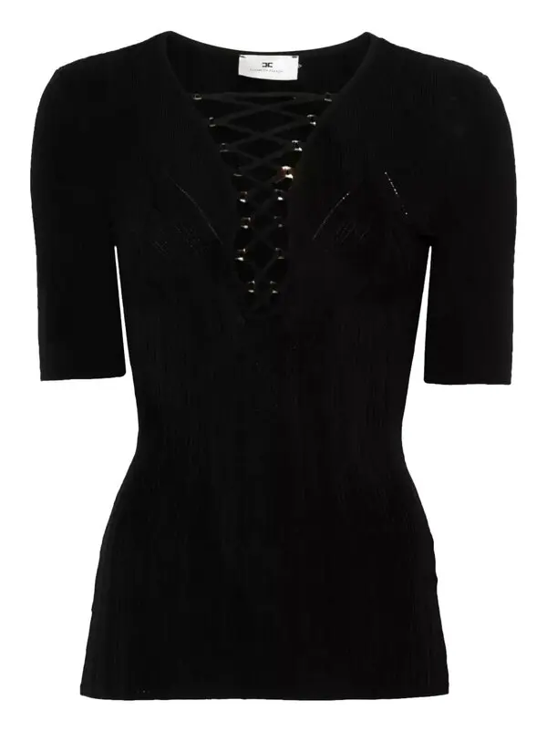 Elisabetta Franchi Lace-up T-shirt - Black