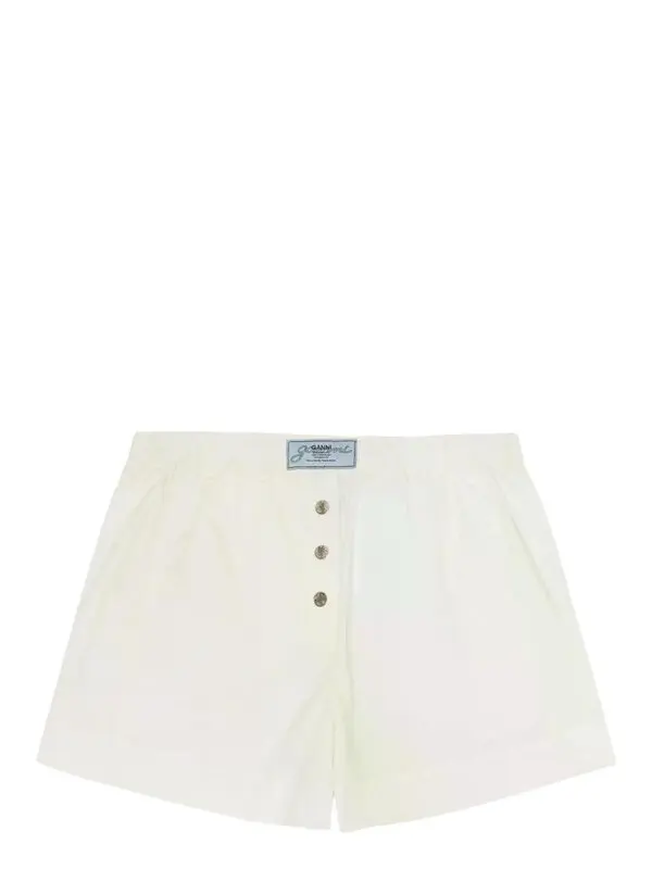 GANNI Logo-patch Shorts - White
