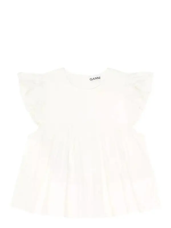 GANNI Ruffle-detail Top - White