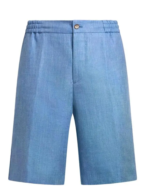Etro Linen-blend Shorts - Blue