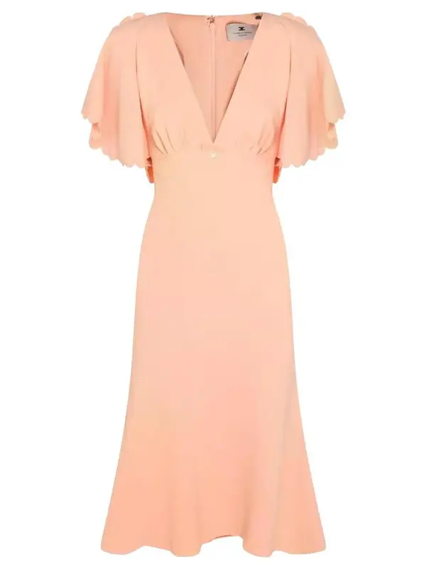 Elisabetta Franchi Scalloped-sleeve Midi Dress - Orange