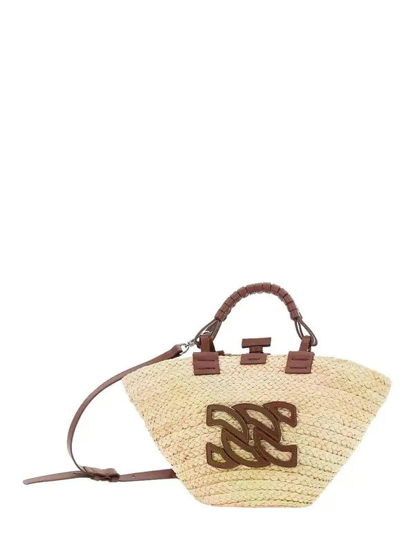 Casadei Panara Woven Straw Tote Bag - Neutrals
