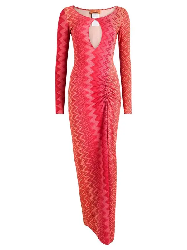 Missoni Zigzag-printed Lamé Maxi Dress - Red