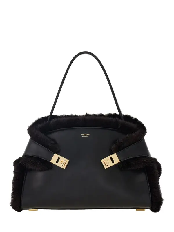 FERRAGAMO Hug Soft Shoulder Bag - Black
