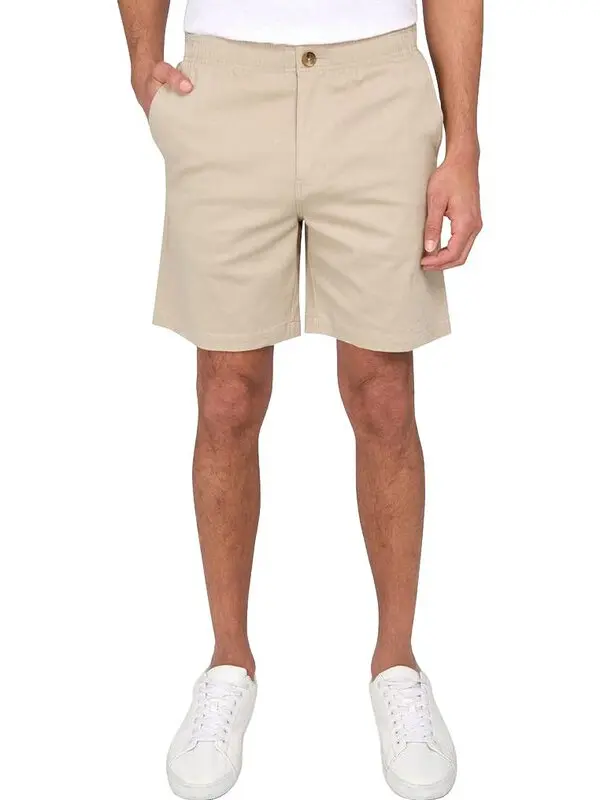 CON.STRUCT Slim Fit Solid Drawstring Shorts - Khaki