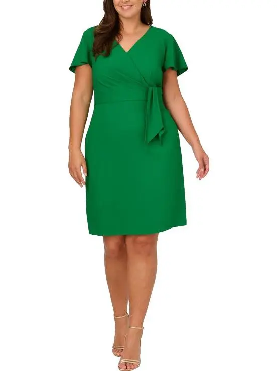 Adrianna Papell Pleat Side Tie Sheath Dress - Palm Leaf