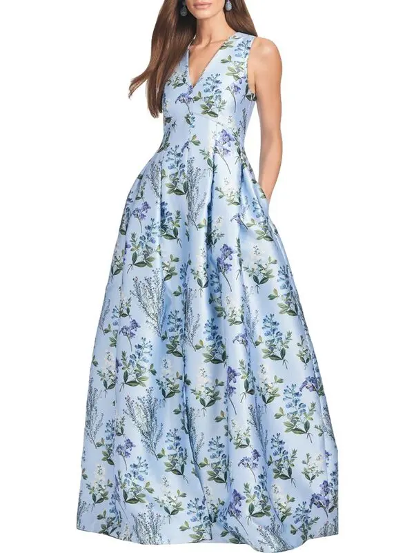 Sachin & Babi Brooke Floral Mikado Gown - Freesia Forest