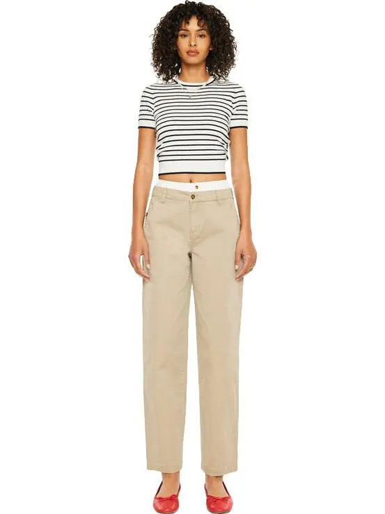 KANCAN Francine Mid-rise Straight Pants With Double Waistband - Tan