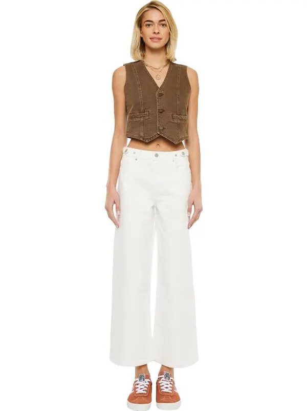 KANCAN Calla Ultra High Rise Cropped Wide Leg Jeans - White