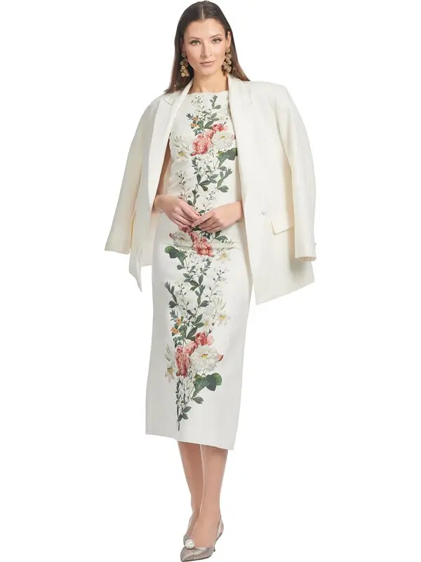 Sachin & Babi Asha Floral Cascade Sheath Dress - Pearl Raceme