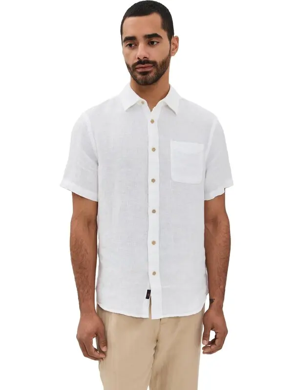 Faherty Brand Palma Basketweave Linen Shirt - White